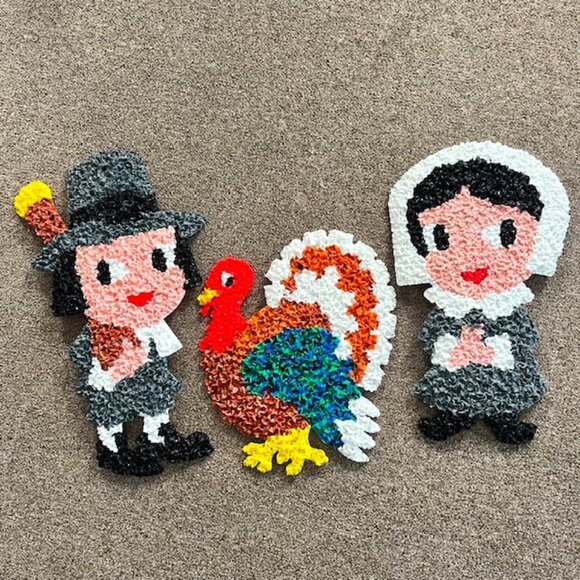 Holiday | 3 Melted Plastic Popcorn Thanksgiving Decorations Turkey Boy ...
